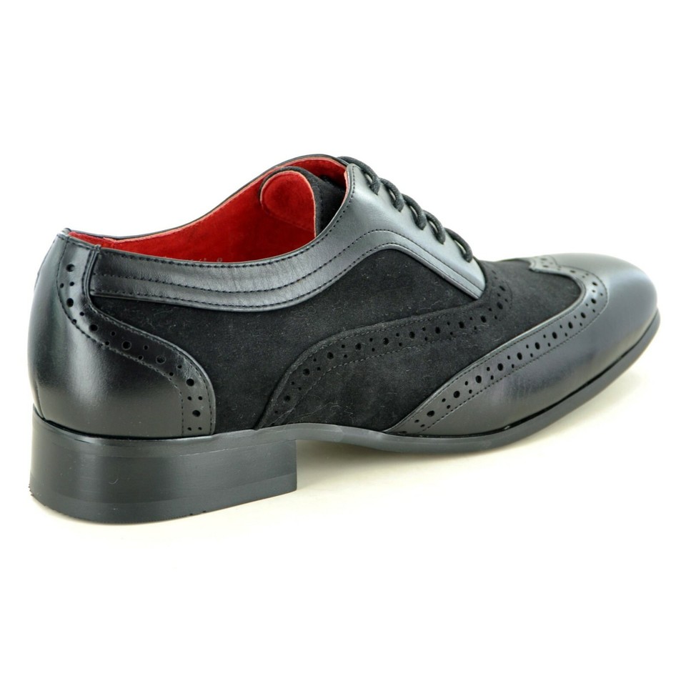 New Mens Dance Shoes Black Red White Brogue Spats Leather Lined in UK ...
