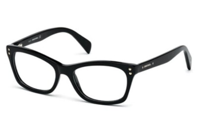 Diesel DL5073 001 Black Plastic Cat Eye Eyeglasses Frame 53-17-140 New ...