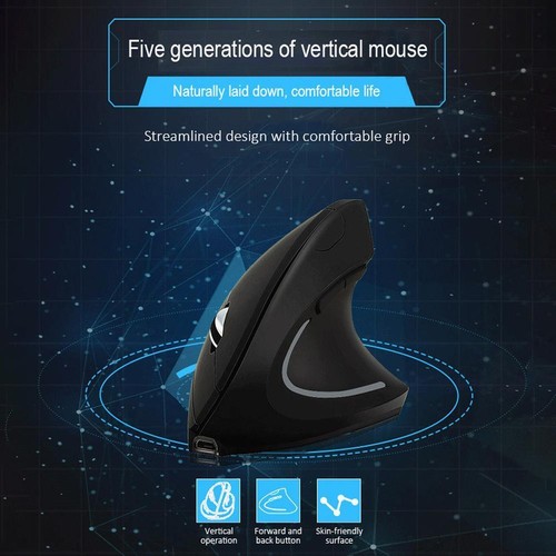 fr 2.4GHz Wireless Optical Vertical Mouse 3 Gears 1600 DPI Adjustable ...