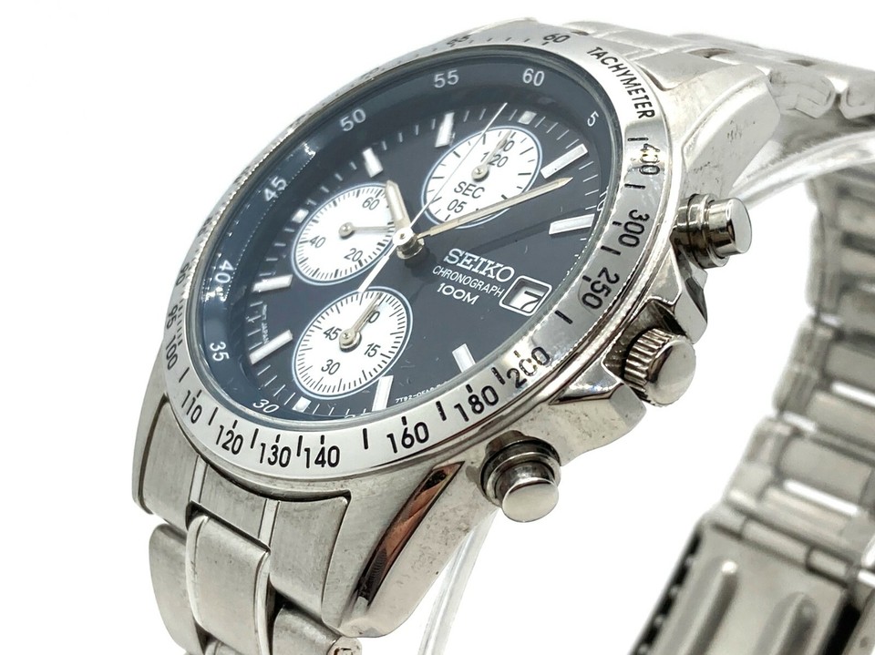 Auth SEIKO Chronograph Men's Wristwatch Reverse Panda Dial SND367 7T92 ...