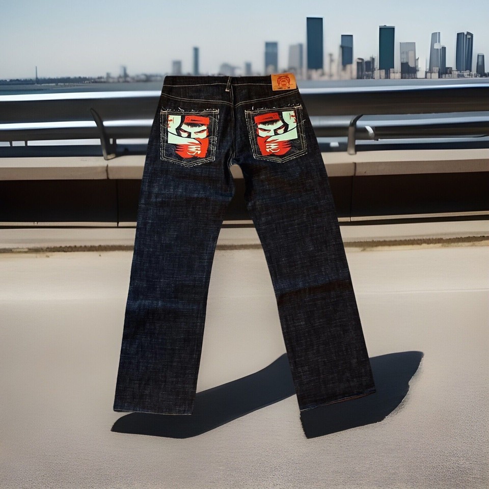 $350 AKASARU DUELING SAMURAI RAW JAPANESE REDLINE SELVEDGE BLUE JEANS ...