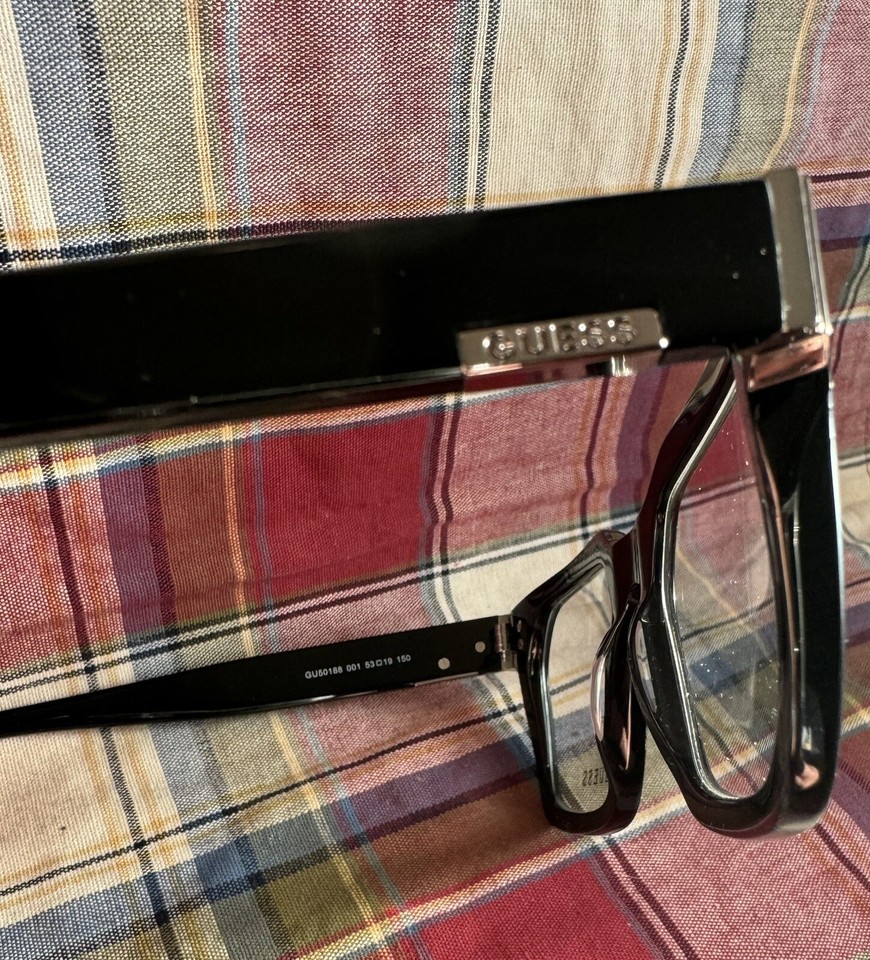 Guess GU50188 001 Black Cat Eye/Square Eyeglasses Frame 53-19-150 Demo ...