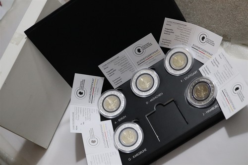 🧭🇩🇪 GERMANY 2 EURO 2022 THURINGEN - 5 COINS W/ COA & BOX B79 #10 CG44 ...