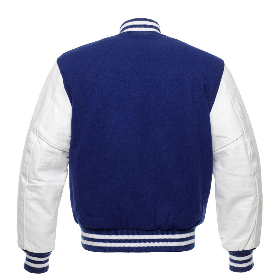 Stewart & Strauss Royal Blue Wool & White Leather Varsity Letterman ...