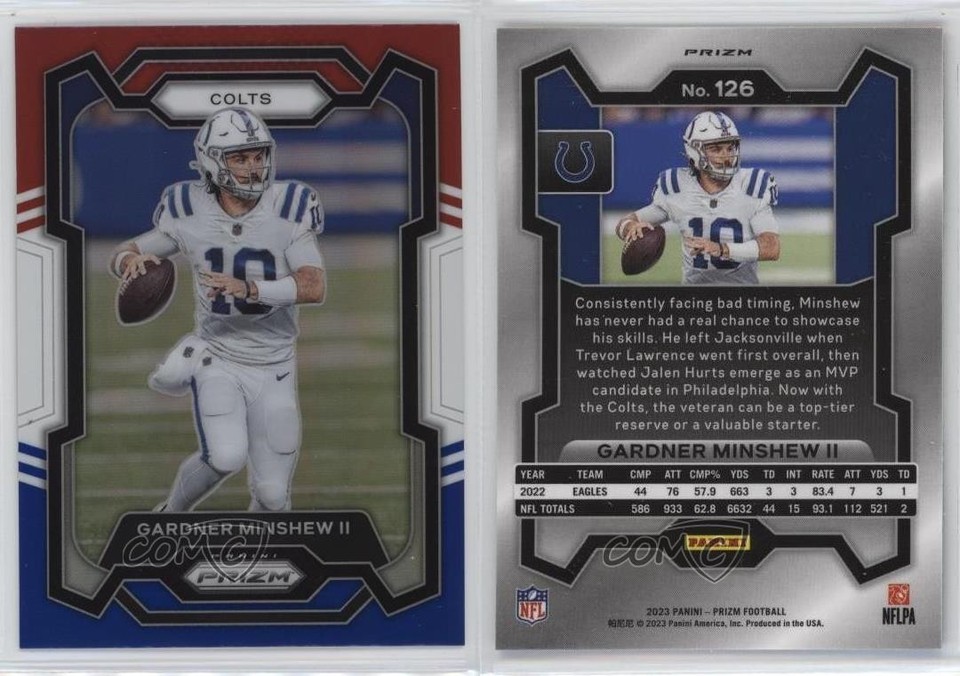 2023 Panini Prizm Red White & Blue Prizm Gardner Minshew II #126 16h6 ...