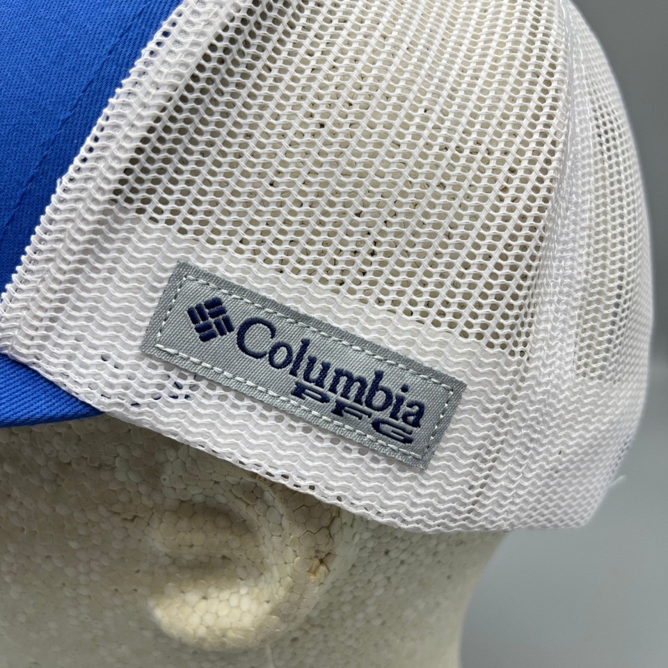 Columbia Pfg Hat Mens Blue White Fish Flag Trucker Snapback Yupoong ...
