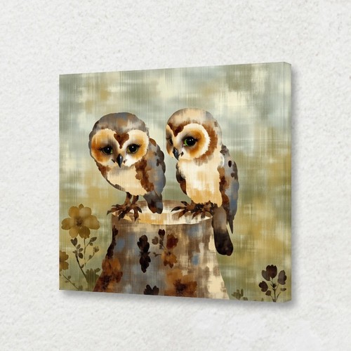 Owl Poster Canvas 8x8 Inch Framed Retro Animals Decor Gift | eBay