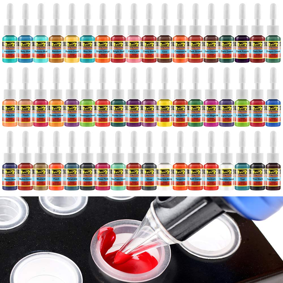 Skin Tattoo Ink Set 54 Pack Primary Color Pigment Professional Supply ...