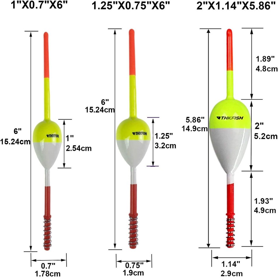5pcs 1" 1.25" 2" Fishing Bobbers With Spring Floats Set With Corrosion ...
