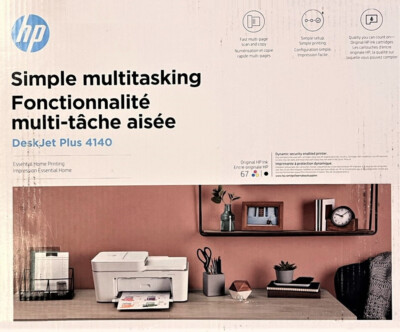 HP DeskJet Plus 4140 Wireless Inkjet Printer Scan Copy Fax ...