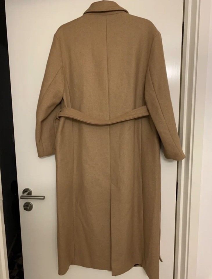 Women Zara Wool Coat, Camel Beige Long Wool Coat Maxi Women, Belted ...