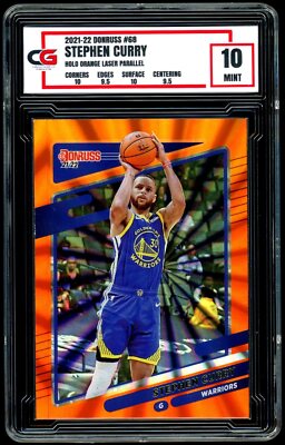 2021 Panini Donruss #68 ~ HOLO ORANGE LASER ~ Stephen Curry ~ GRADED CG ...