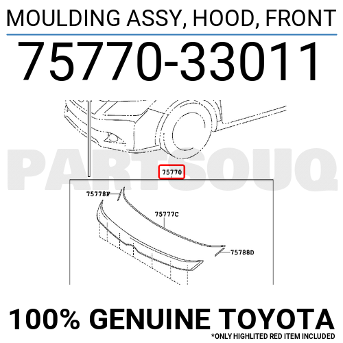 7577033011 Genuine Toyota MOULDING ASSY, HOOD, FRONT 75770-33011 | eBay