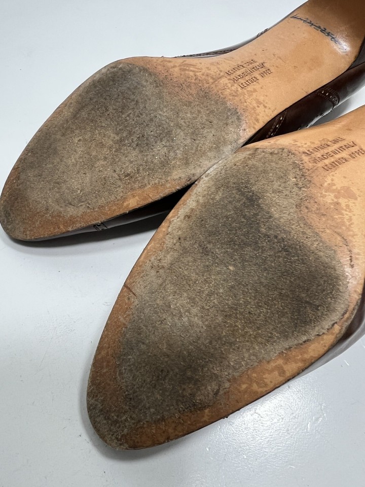 Salvatore Ferragamo Vtg Margi Brown Leather Pumps Women Size 8.5 AAA In ...