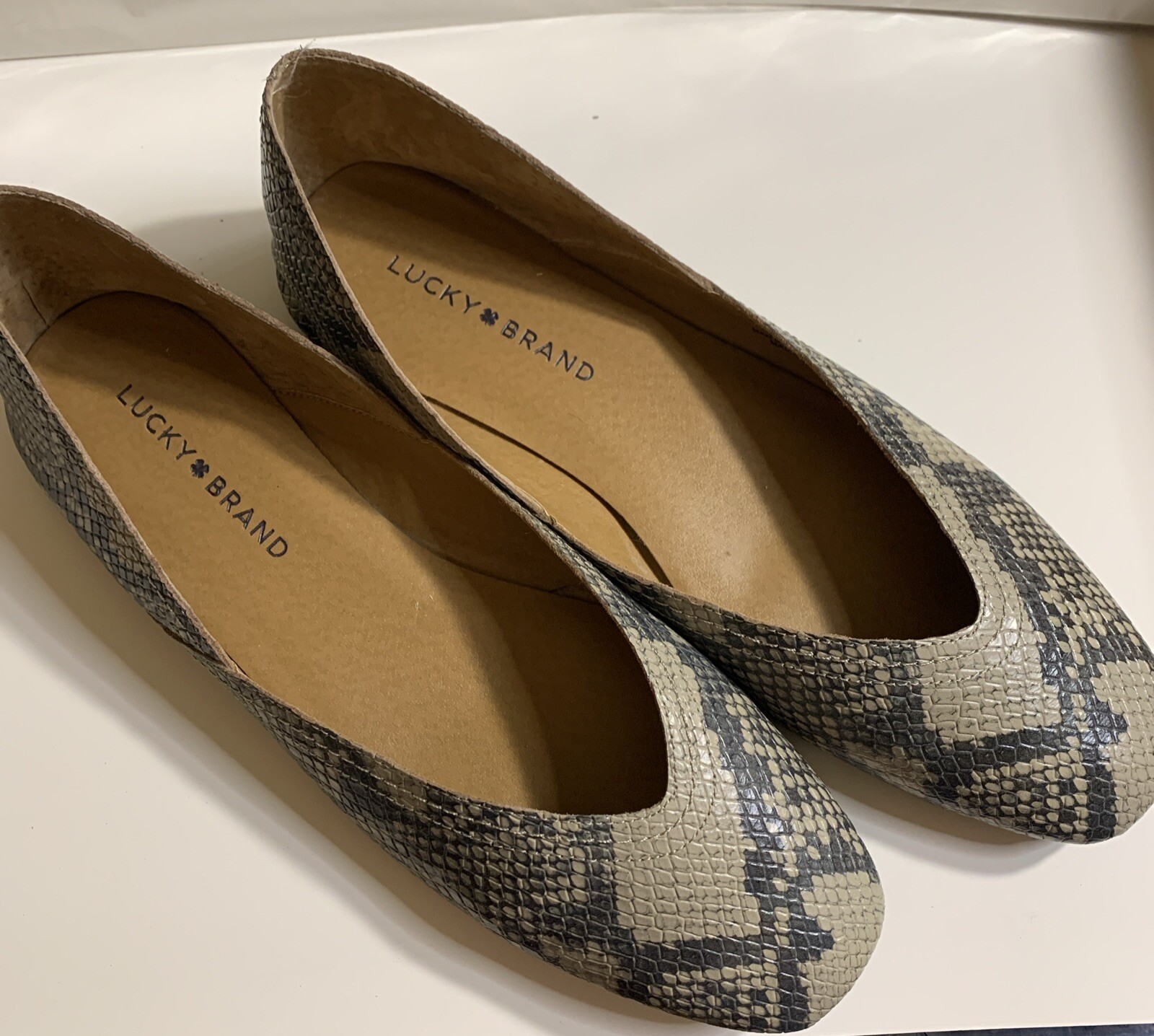 Lucky brand LK-ALBA Flat 8.5M Shoe Snakeskin Leather Upper SlipOn Cool ...
