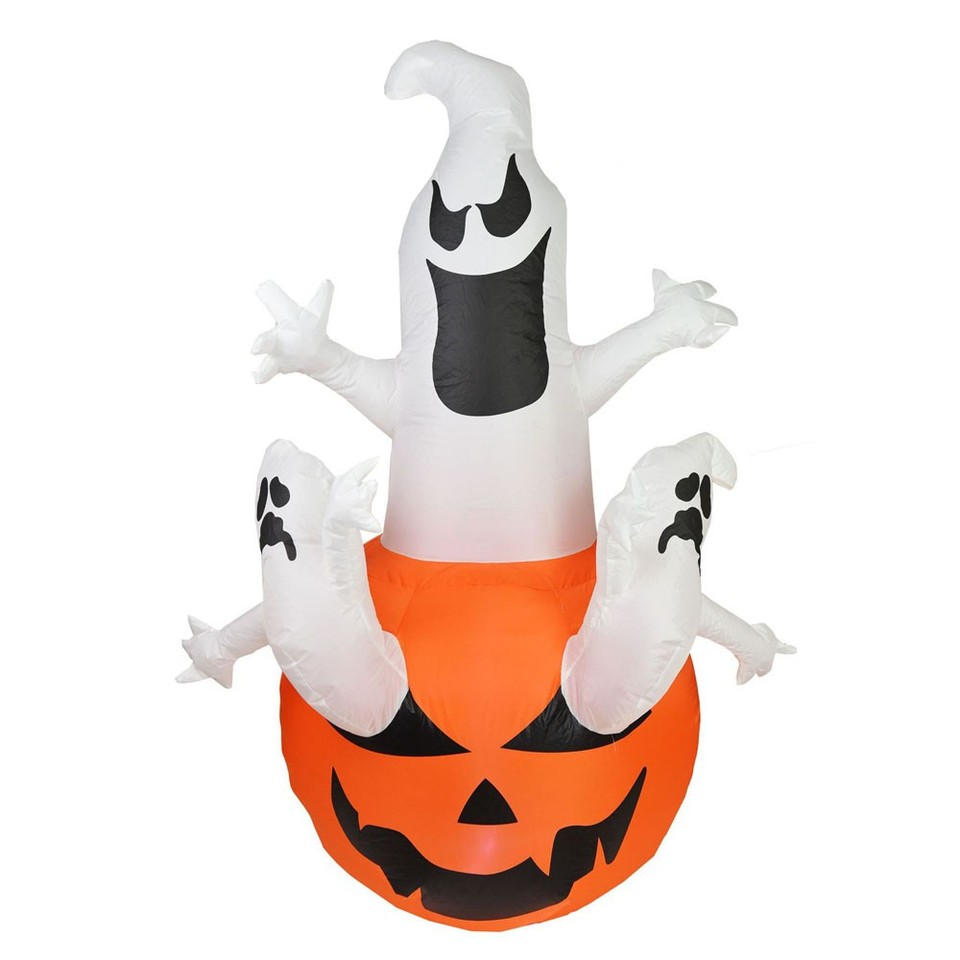 6FT Halloween Inflatables Outdoor Pumpkin and Ghosts Blow Up LED Yard ...