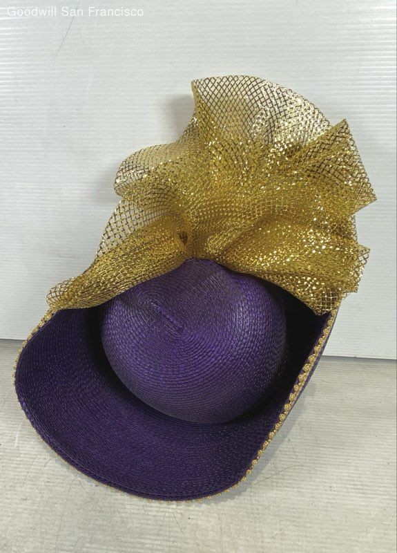 NWT Vintage Deborah New York Purple Gold Beaded Fascinator Womens Hat ...