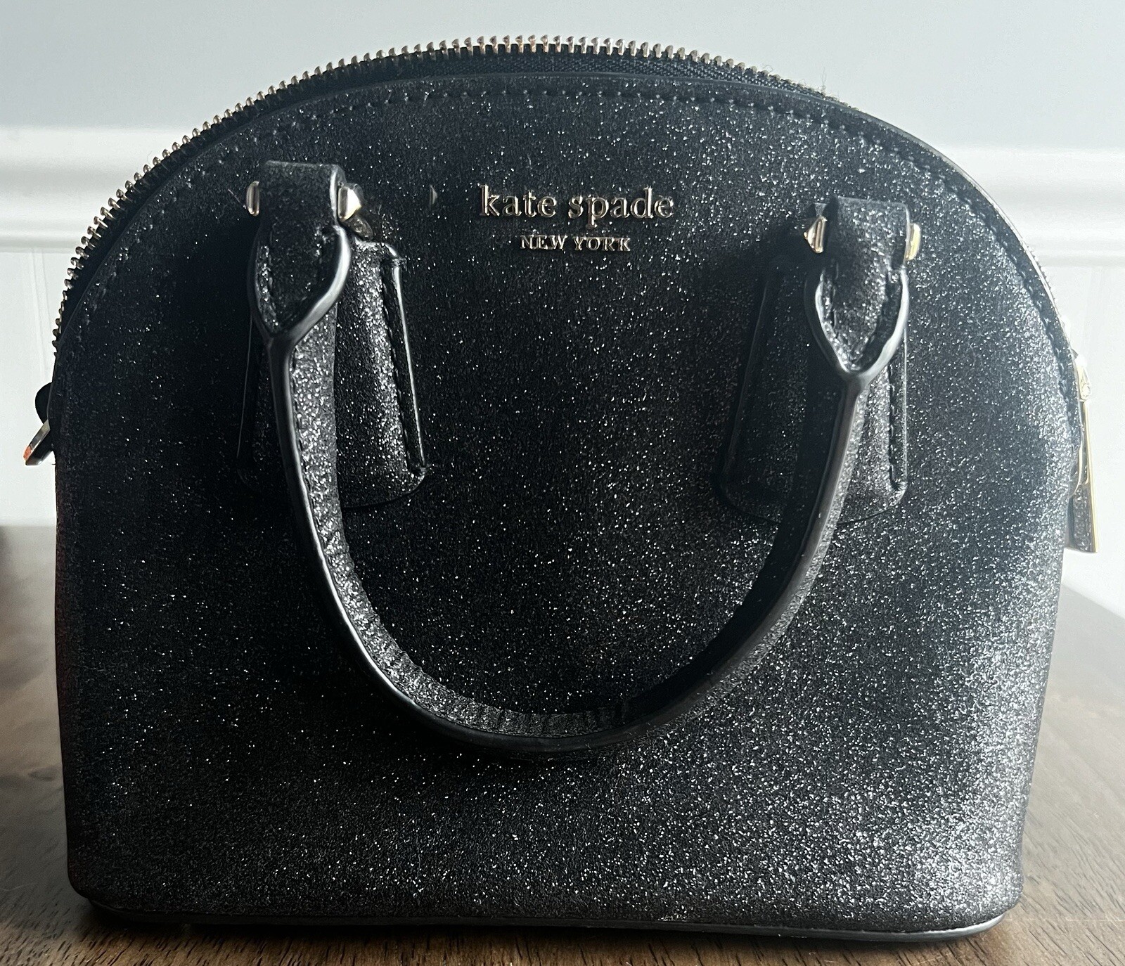 Kate Spade Mini Silvia Black Glitter Crossbody Bag - Gem
