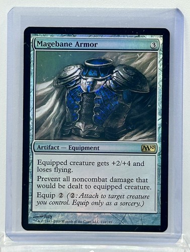 MTG Magic Magebane Armor Foil Holo M10 Core Set 2010 rare card #214 ...