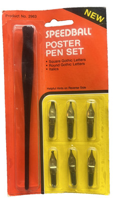 New Vintage Speedball Poster Pen Set for Calligraphy with 6 Nibs | eBay