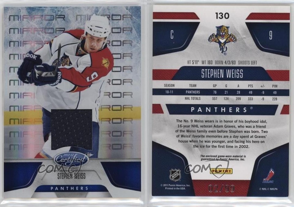2011-12 Certified Mirror Blue Materials 2/99 Stephen Weiss #130 0bz8 | eBay