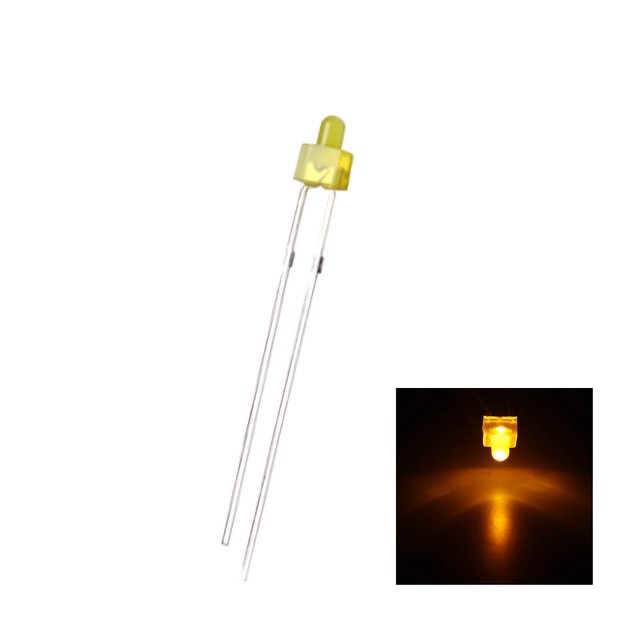 100pcs 2mm LED Diode Diffused Yellow 2pin Round Top Lamp Lights | eBay