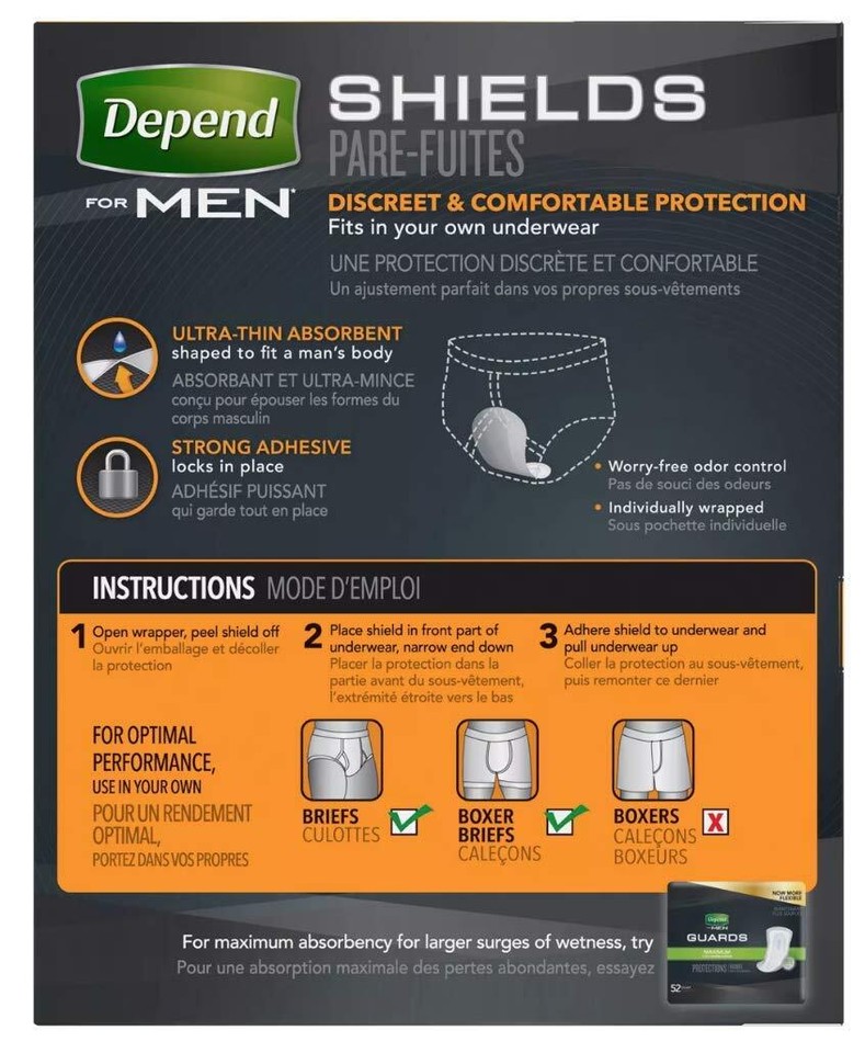 Depend Shields Incontinence Pads for Men Ultra Thin Disposable Light ...