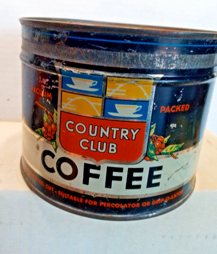 Key wind coffee can 1 Pound Country Club coffee tin can empty Kroger ...