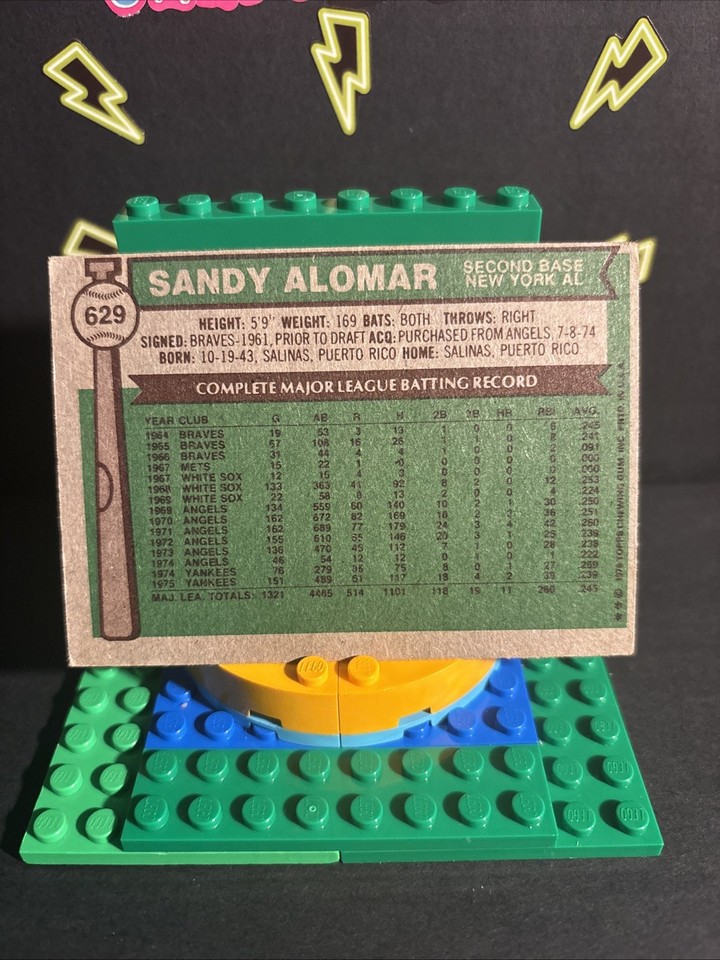 1976 Sandy Alomar Sr # 629 New York Yankees Topps Baseball Card | eBay