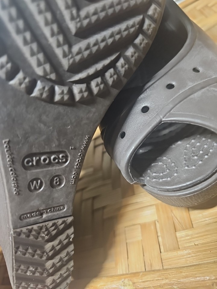 Crocs Black Farrah Wedge Heel Slip On Size 7 Sling Back Peep Toe | eBay