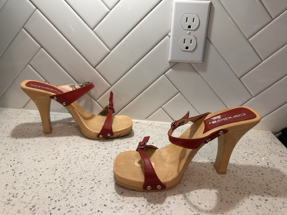 Vintage 80's Style Candies Original Sandals High Heels Slides Sexy Red ...