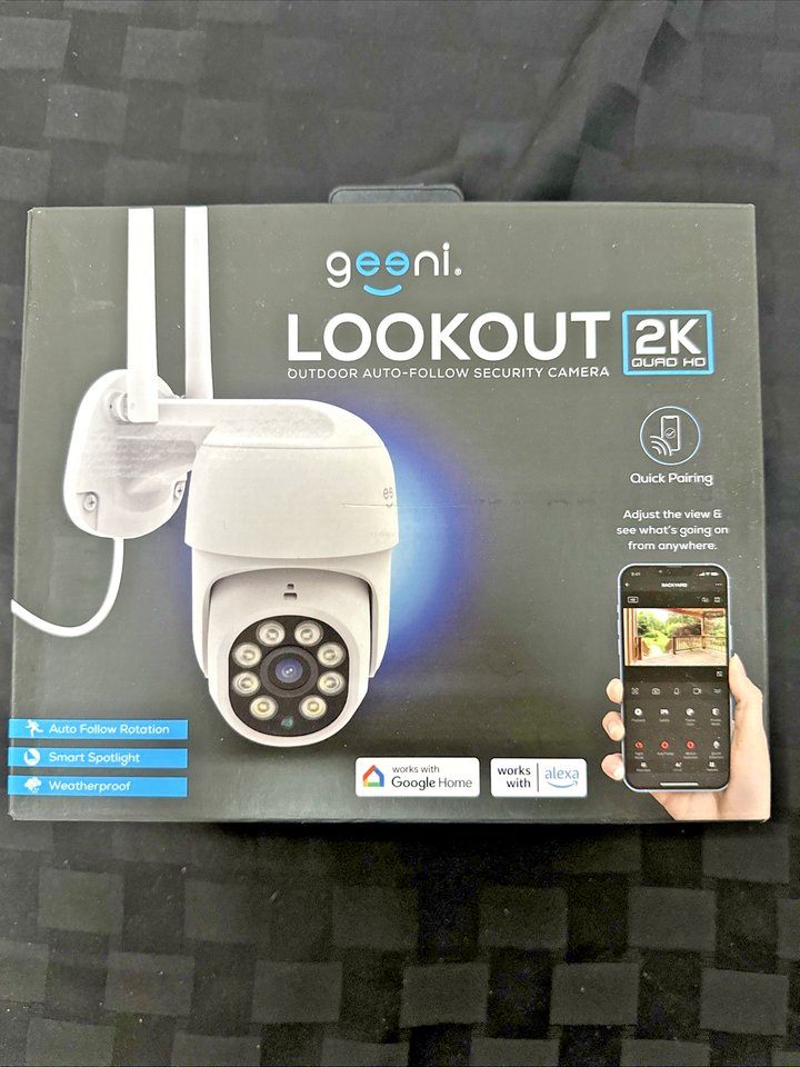 Geeni Lookout Outdoor Auto‑Follow Security Camera – 2K Quad HD - New ...