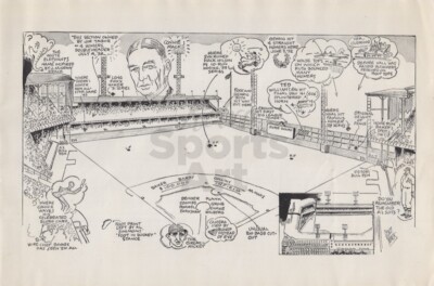 1947 Shibe Park Illustrated Ballpark Drawing Print 8x12 Philadelphia ...