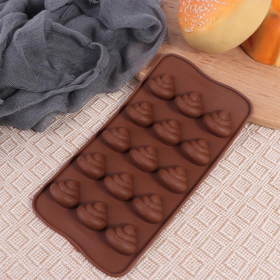 Smile Face Pig Shaped Mini Poop Chocolate Mold 15 Grids Soap Mold DIY ...