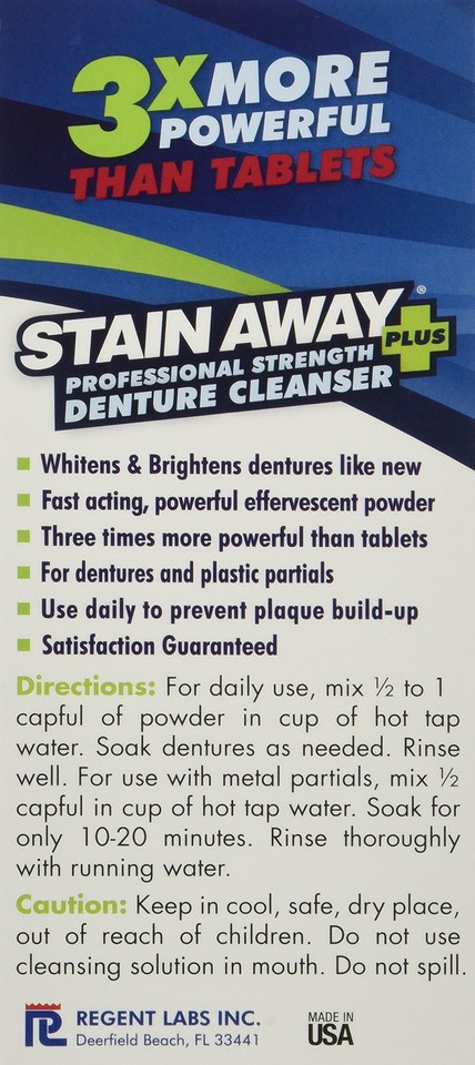 Stain Away Plus Denture Cleanser, 8.1-Ounce (Pack of 3) (Bonus pack 90 ...