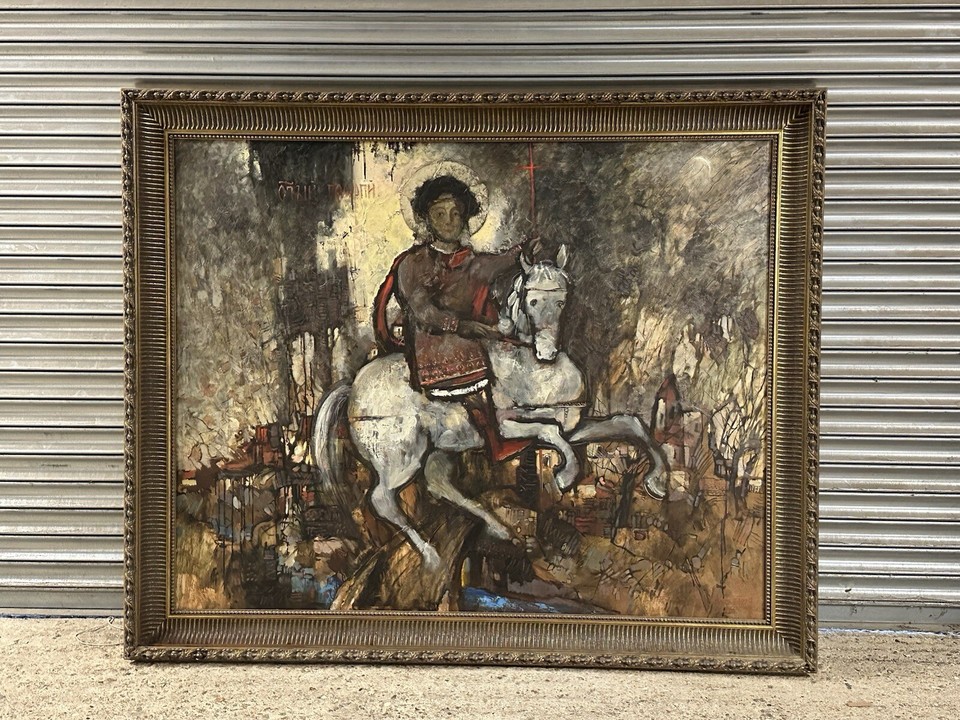 Rare Huge Stunning Oil Painting Of Saint George By The Artist Lev ...