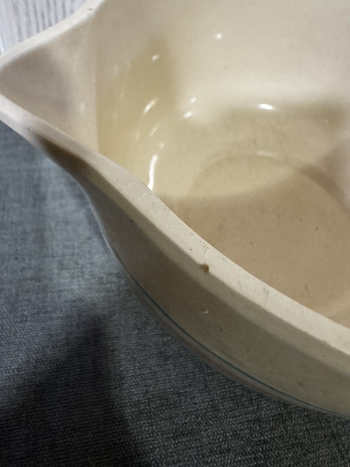 Vintage McCoy Pink and Blue Band Batter Bowl With Spout And Handle used ...