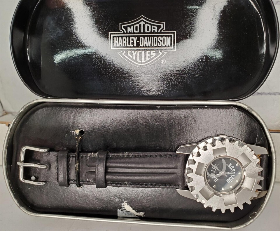 Vintage Harley Davidson Motor Clothes Genuine Timepiece Watch with Tin ...