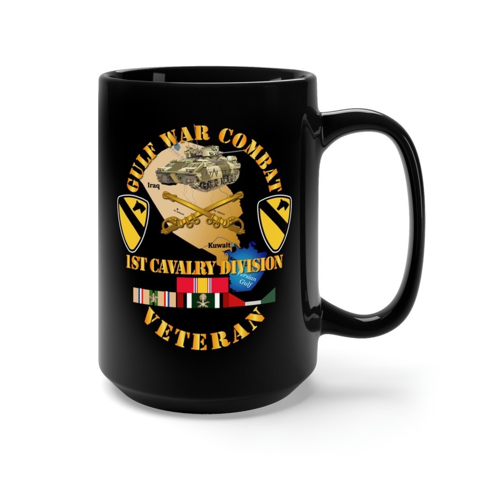 Black Mug 15oz - Army - Gulf War Combat Infantry Vet w 1st Cav Div SSI ...