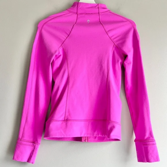 Ivivva perfect practice jacket girls 12 Lululemon zip track fitted pink ...