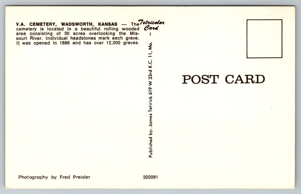 Postcard Military VA Cemetery Wadsworth Kansas VTG H11 | eBay