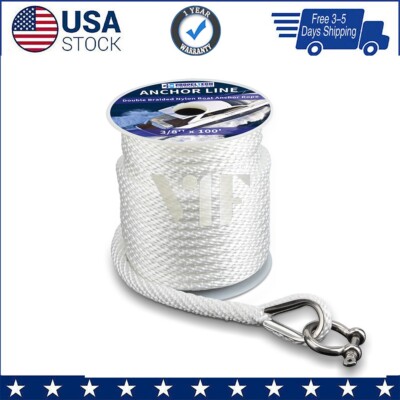 Anchor Rope Braided Anchor Line 3/8Inch 100 FT Premium Solid Braid MFP ...