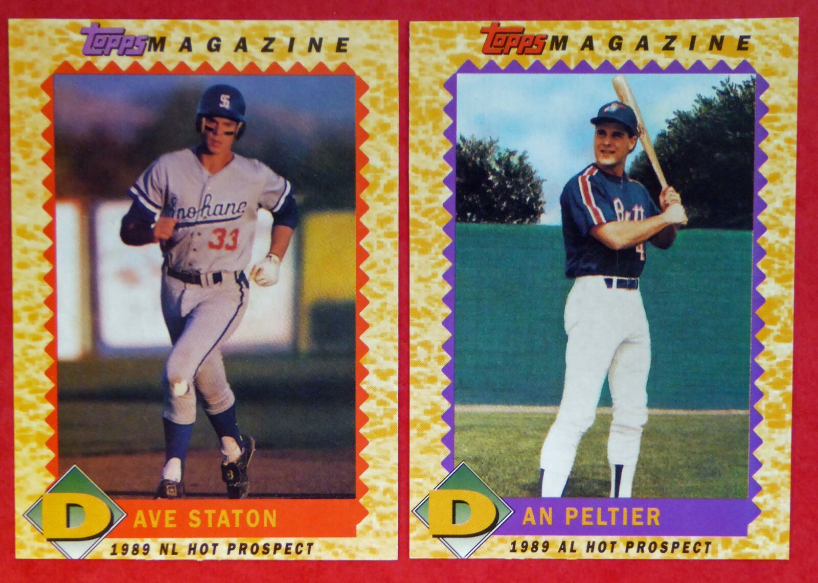 1990 Topps Dave Staton #TM1 & Dan Peltier #TM-2 Baseball Card Magazine ...