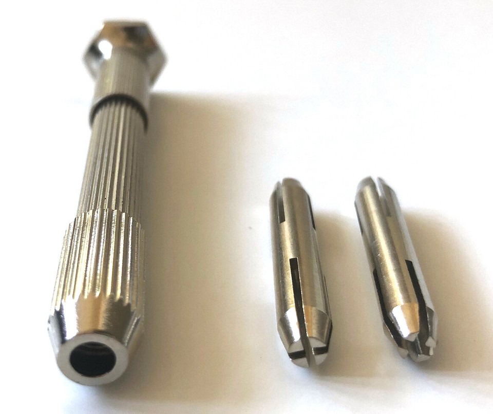 Swivel Head Pin Vise + 2pc Reversible Collets Hand Drill Wire Gauge Bit ...