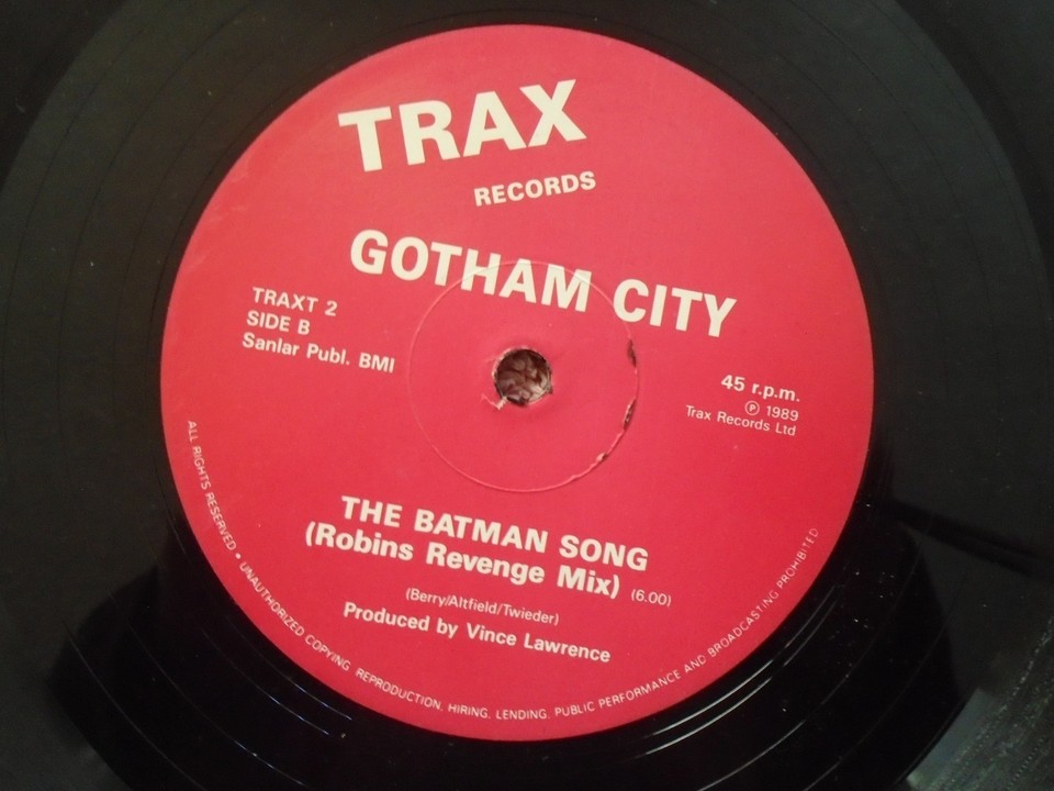 THE BATMAN SONG / GOTHAM CITY /12 INCH 45RPM RECORD / TESTED / TRAXT 2 ...