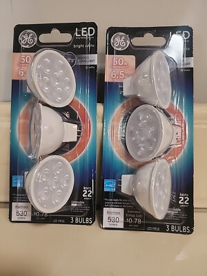 6 - GE LED Indoor Floodlight Bulb MR16 6.5 Watt 50 W Bright White Dim ...