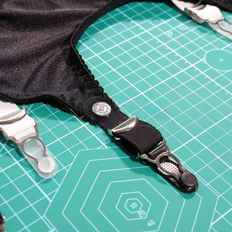 Women's Soft Stretchy 6 Straps Garter Belt Sheer Mesh Cloth Splicing ...