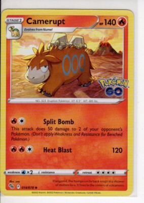 CAMERUPT POKEMON GO SET POKEMON CARD 014/078 VG | eBay
