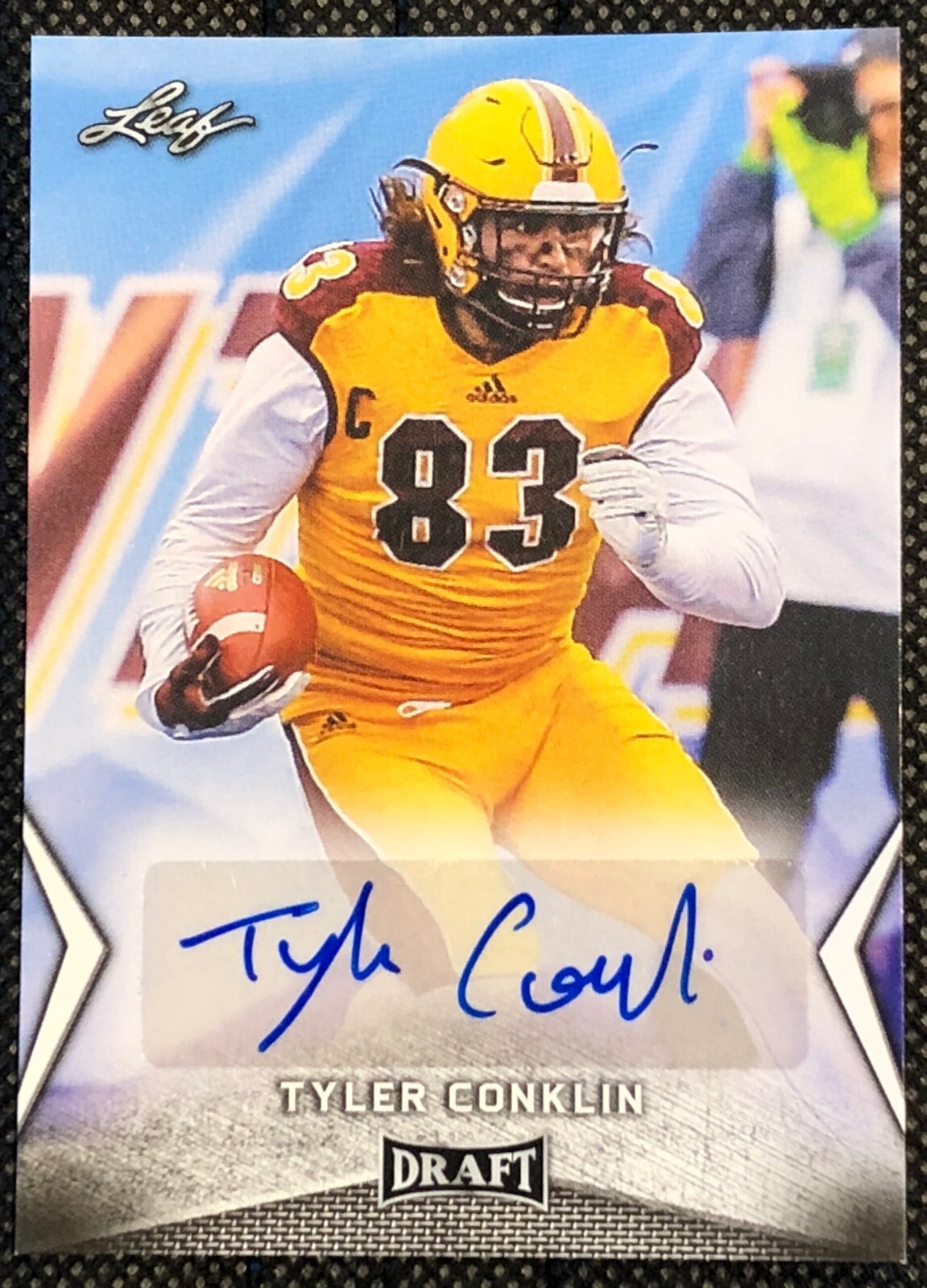 TYLER CONKLIN SIGNED 2018 Leaf Draft Autograph #BA-TC1 NY JETS SP RC ...