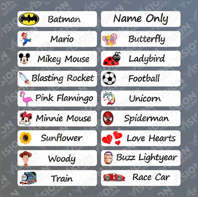 Personalised Stick On Name Labels Tags Sticky For School, Kids ...